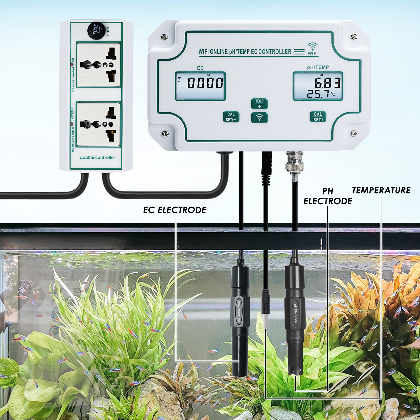 PH / EC /Temp Meter Smart Acidity & Conductivity Range Controller ...