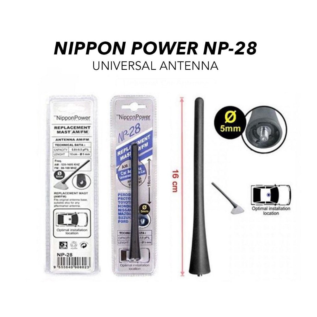 NIPPON POWER Car FM Windscreen Antenna Universal Type NP 12 NP 27 NP 28 ...