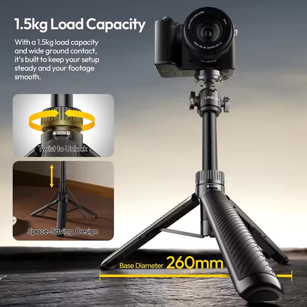 Ulanzi MT90 62cm Cka Quick Release Tripod Selfie Stick 360 Ball Head ...