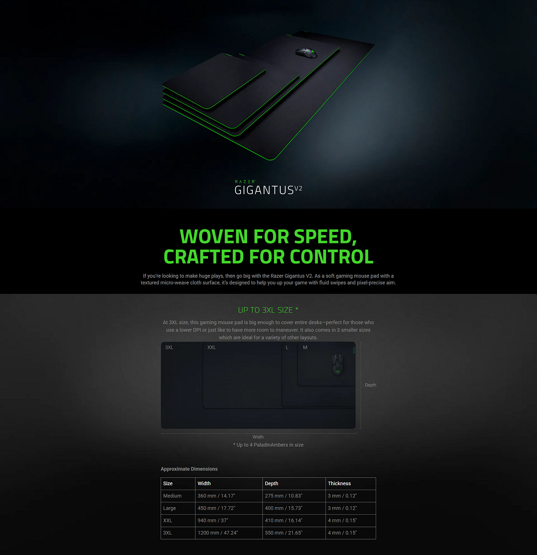 RAZER GIGANTUS V2 LARGE (450 x 400 x 3mm) / 3XL (1200 x 550 x 4mm) SOFT ...