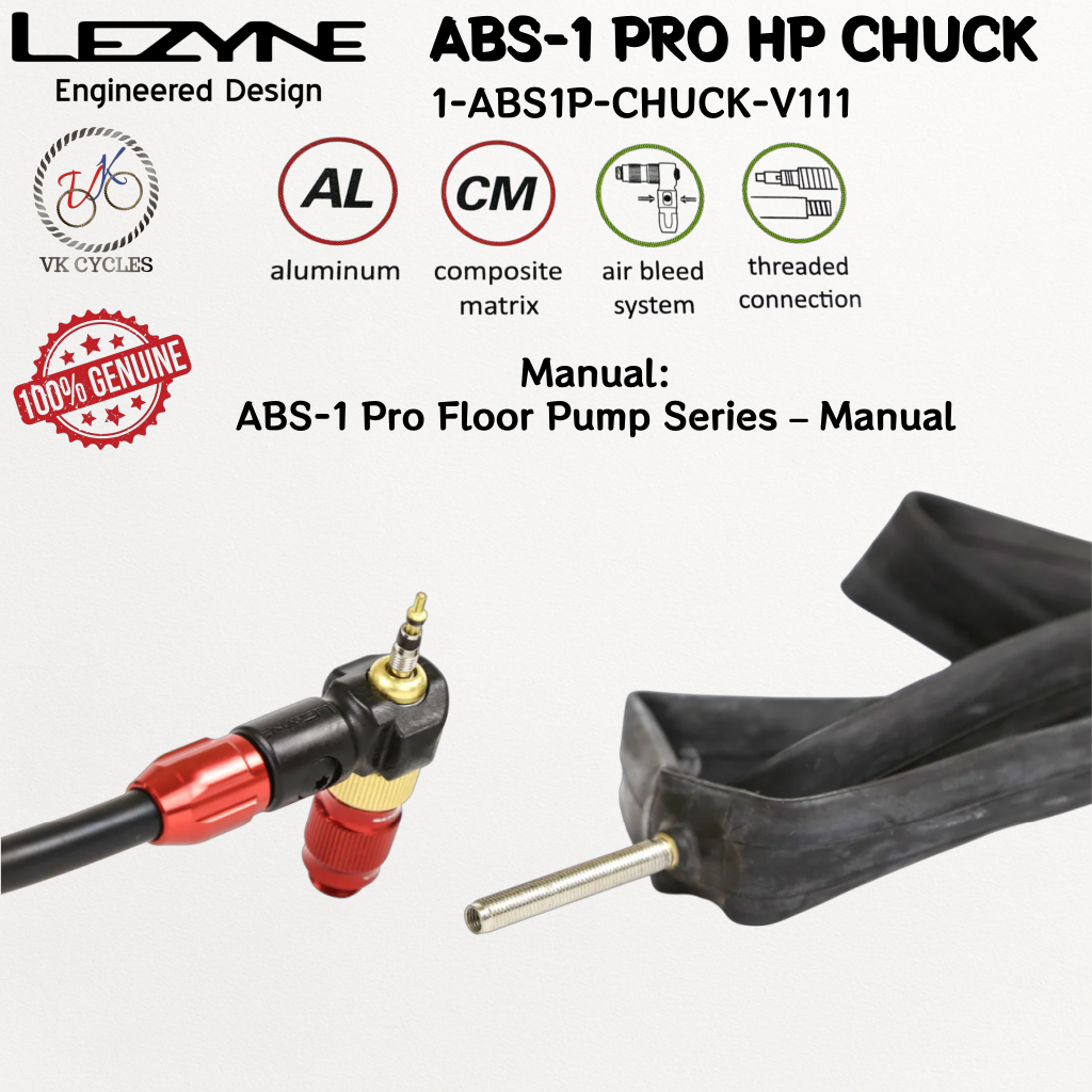 Lezyne ABS-1 Pro HP Chuck Ruby Red Presta/Schrader Compatible High ...