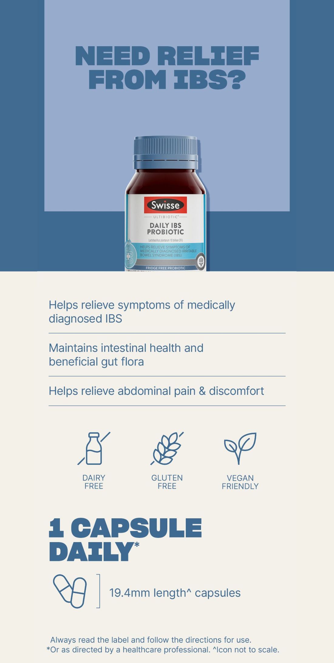 Swisse Ultibiotic Daily IBS Probiotic 30 Capsules (EXP:07 2027 ...
