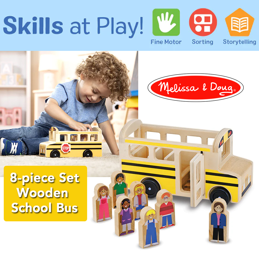 Melissa And Doug Wooden School Bus Early Educational ToysMontessori Toy ...