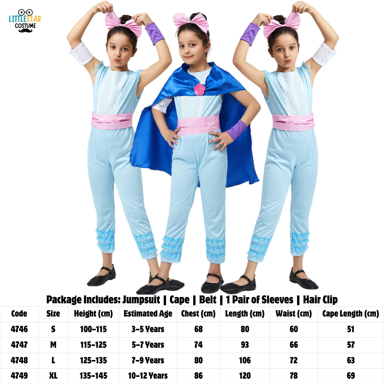 Bo Peep Costume for Girls – Cute Sheep Herder Dress Outfit for ...