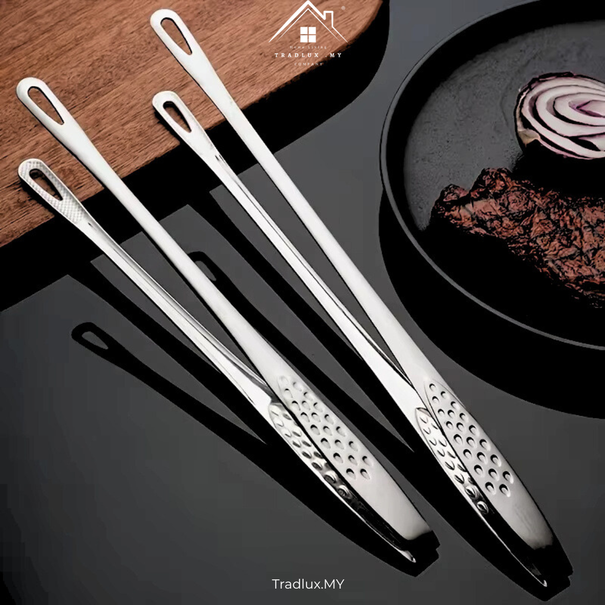 Penyepit BBQ Anti Panas Scissor Tongs Dapur Grill Steak Clamp ...