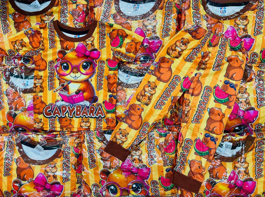 SET PIJAMAS BUDAK VIRAL DESIGN BARU (BING / BABY SHARK / CAPYBARA ...