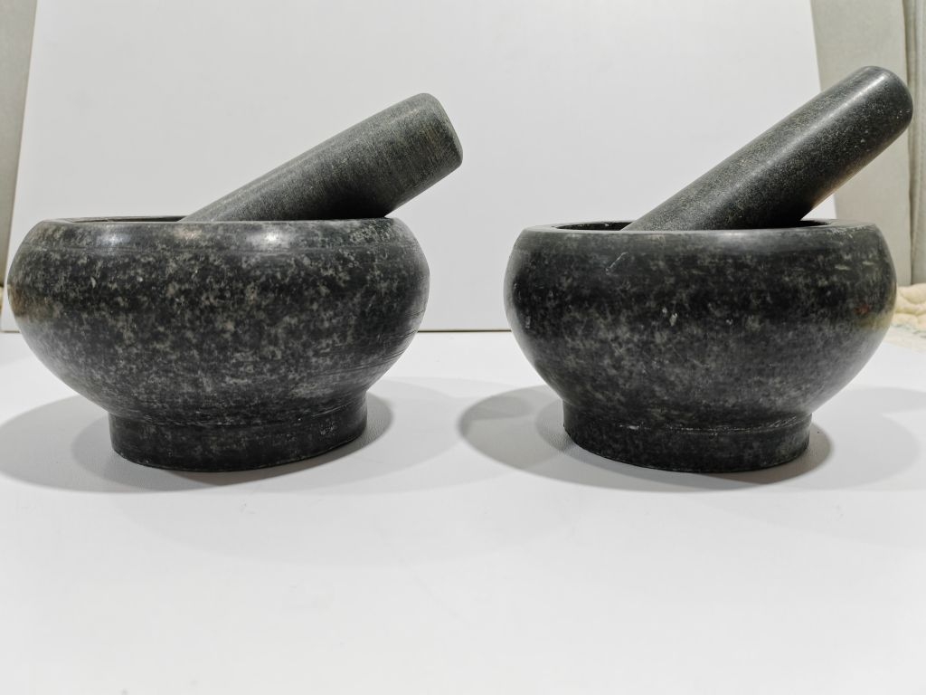 Stone Mortar and Pestle Black Set Heavy Duty/Lesung Batu Hitam 16CM,14 ...