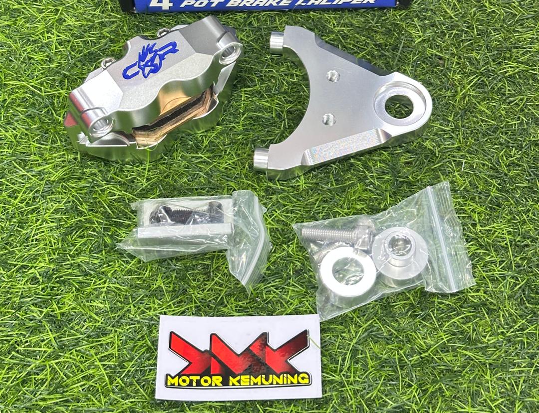 CARDINALS CNC 4POT - RC4 BRAKE CALIPER REAR SILVER - WITH REAR BRACKET ...