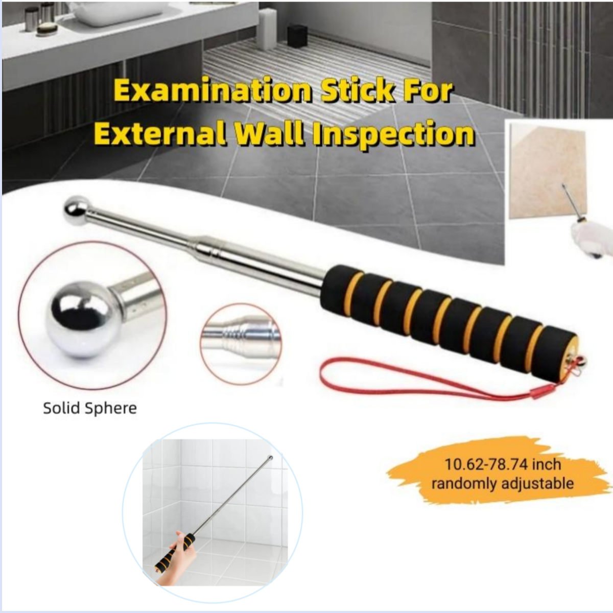 Checker Hammer Extendable Tapping Rod Tile Checker Hollow Wall Hammer ...