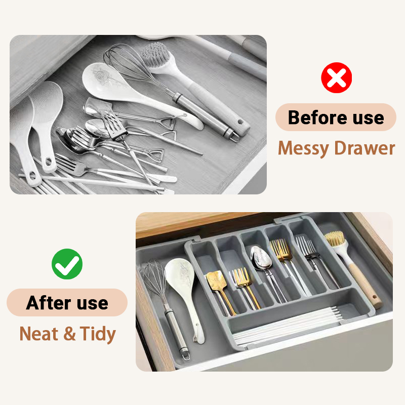 Expandable Cutlery Storage Tray Home Expansion Utensil Holder Drawer ...
