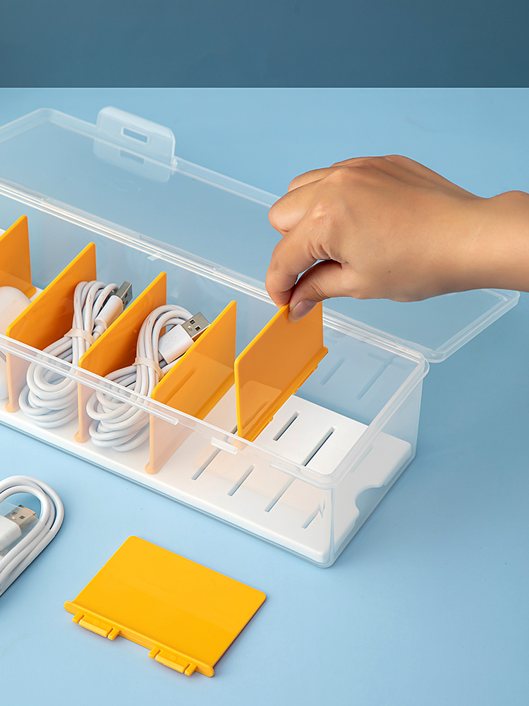 Phone Cable Organizer Box Storage Divider Multi Compartment Transparent ...