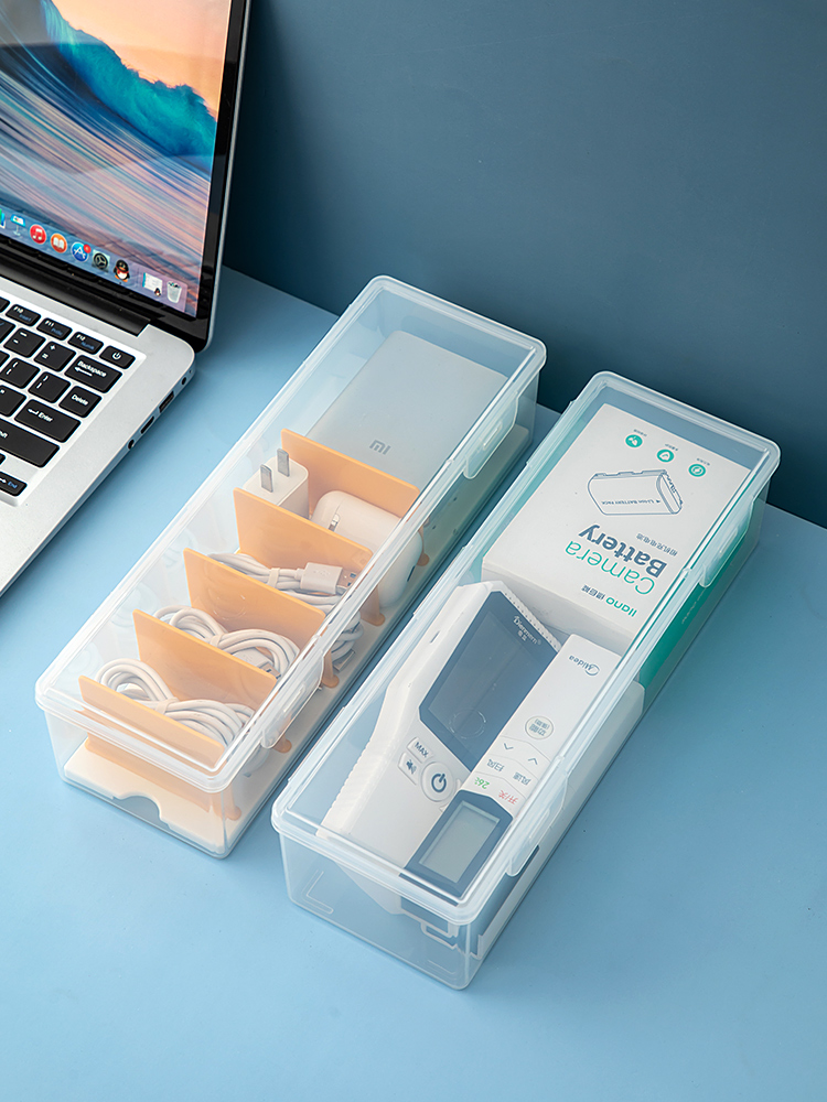 Phone Cable Organizer Box Storage Divider Multi Compartment Transparent ...