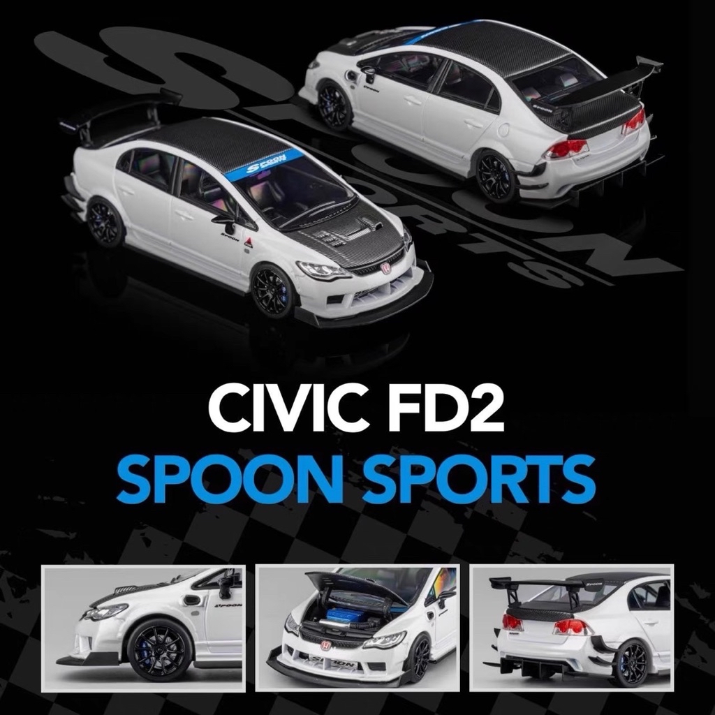 Micro Turbo Honda Civic FD2 Spoon Sports White (Diecast 1/64) | Shopee ...