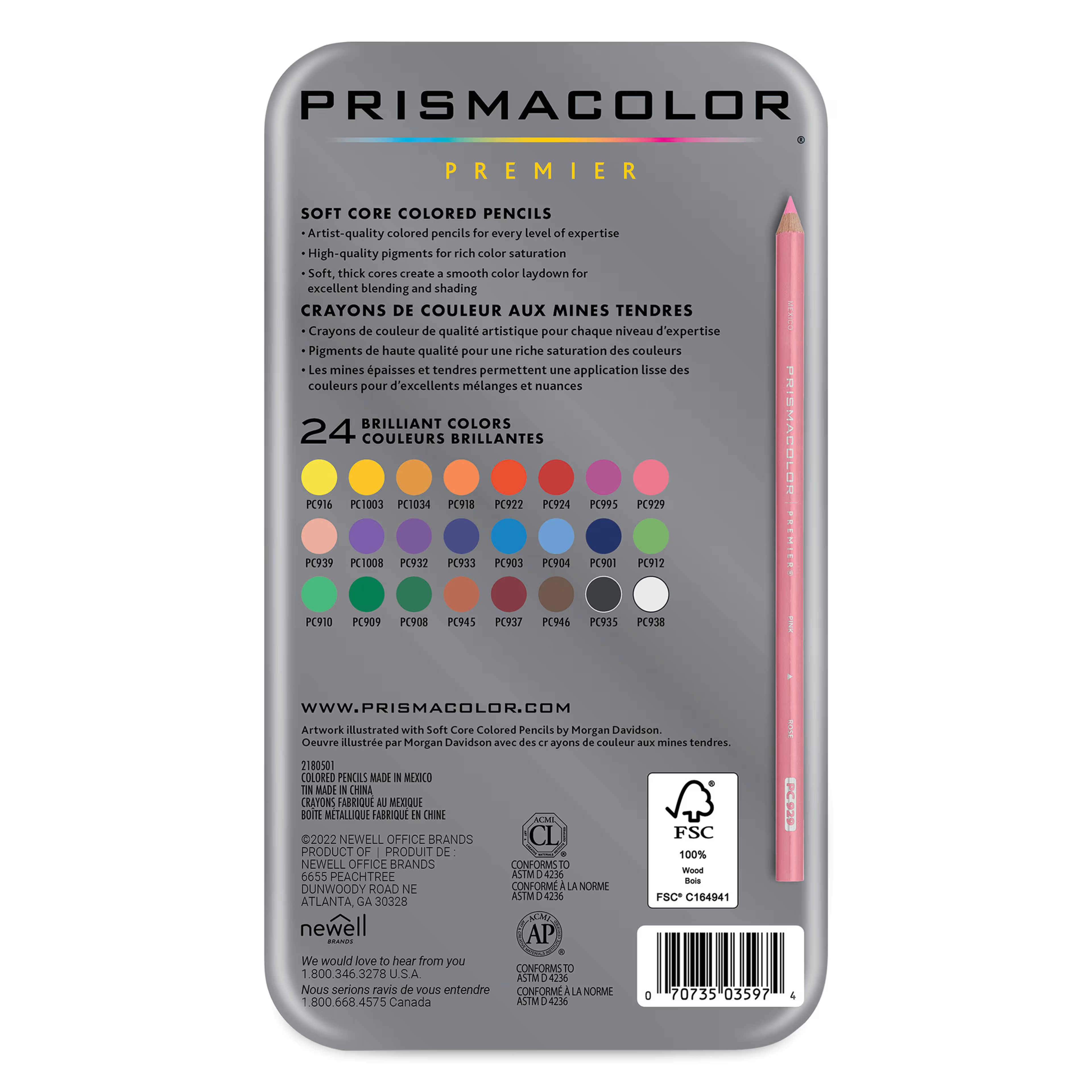 Prismacolor Premier Colored Pencils Soft Core - Tin Case of 24 Colour ...