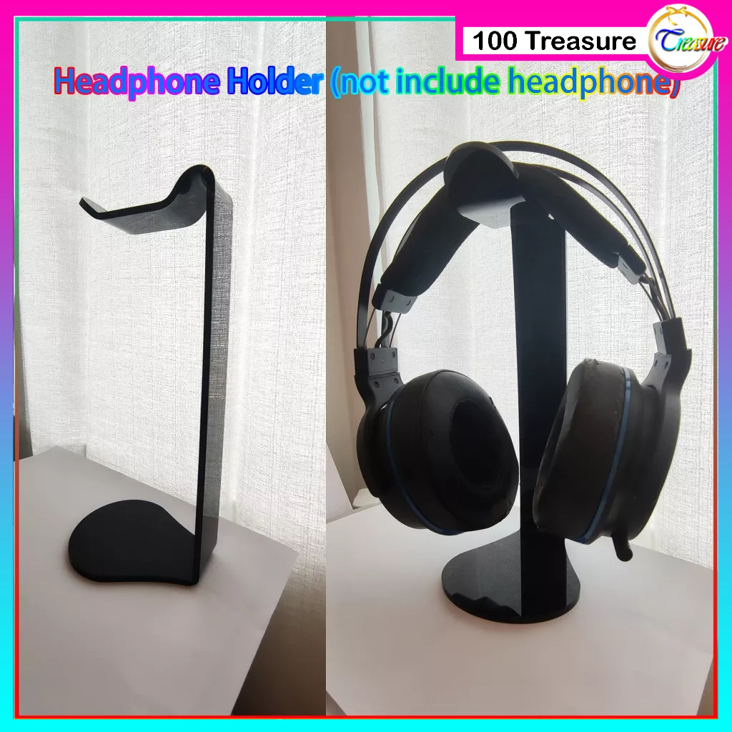 Black Simple Acrylic Headset Stand Headphone Holder Base | Shopee ...