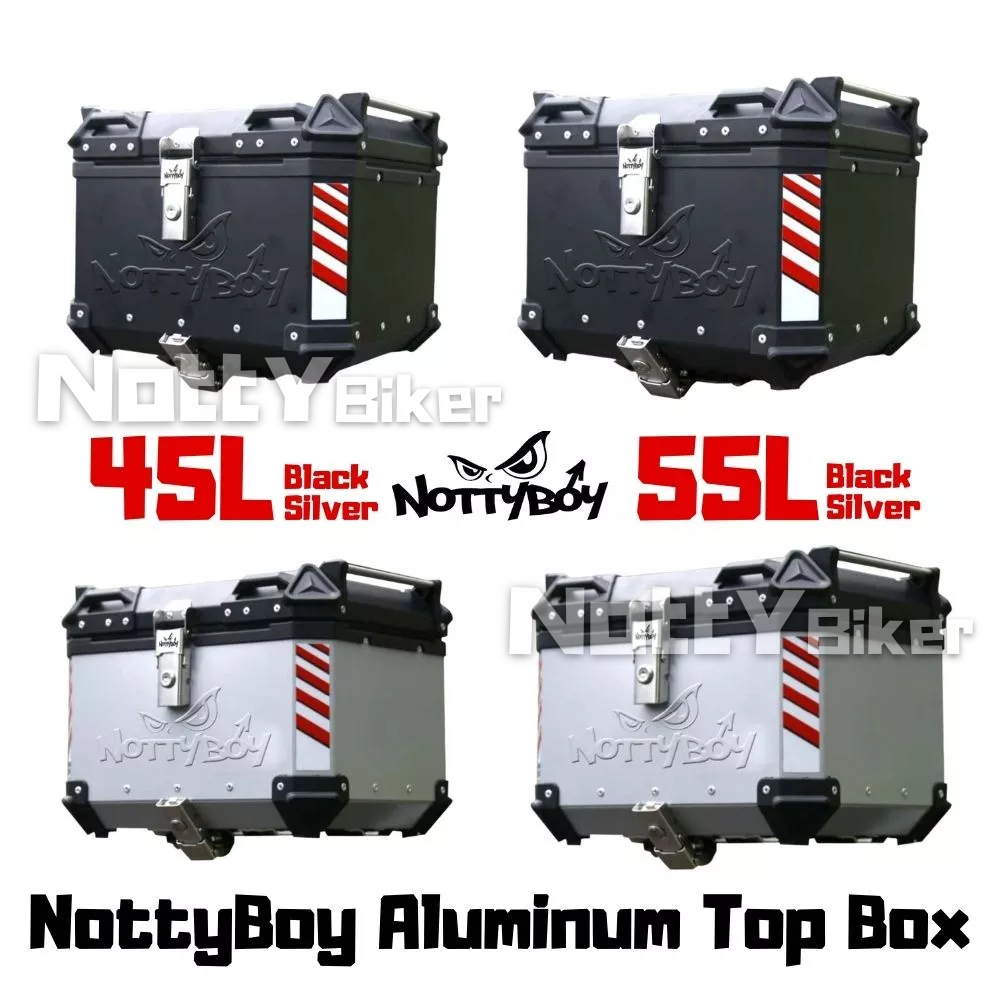 Nottyboy Heavy Duty Aluminium Top Box Flat Design with Solid Steel Universal Base Plate ...