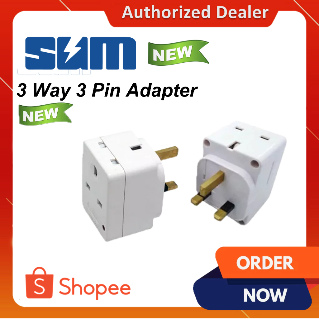 Sum 3 Way 3 Pin Adaptor with Neon / With Sirim Approve / Best Quality ...