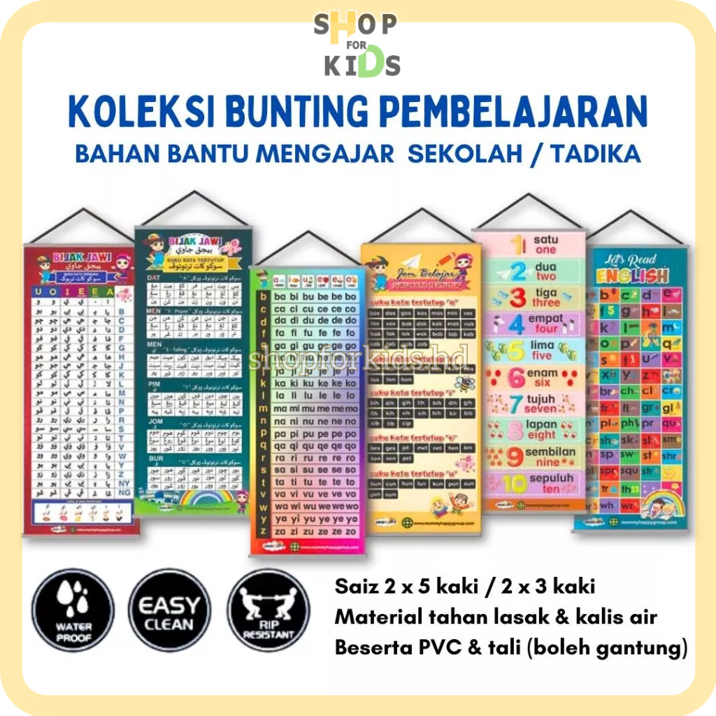 Bunting TADIKA Education/MOMMYHAPPY Fuel School Jawi Words Numbermbor ...