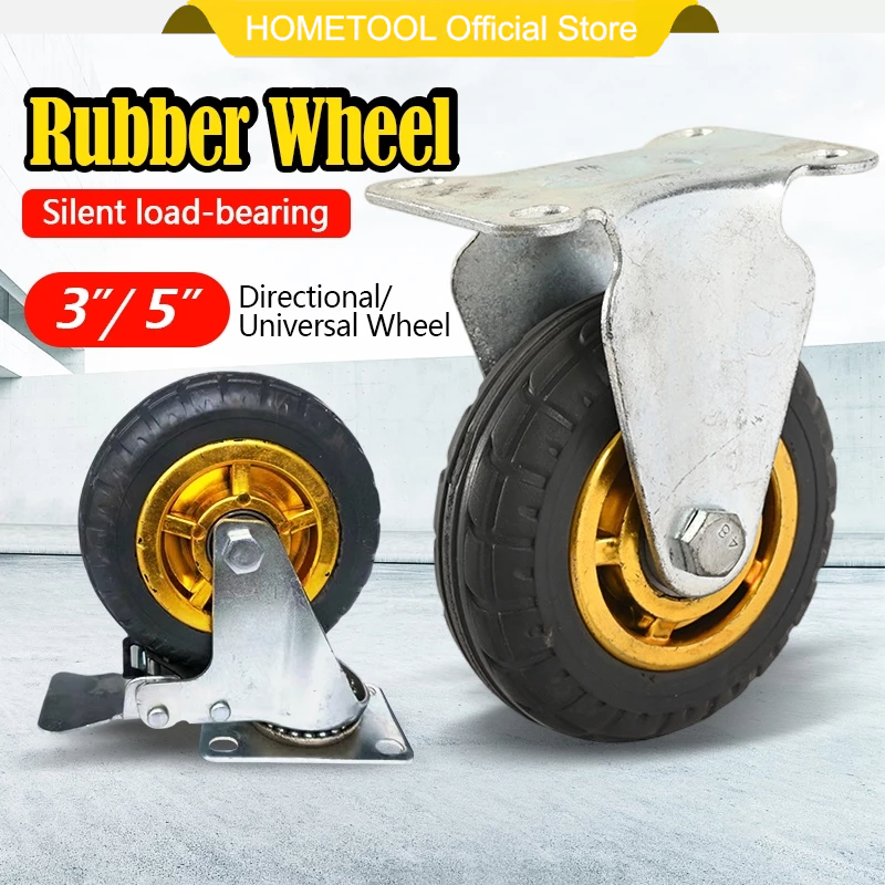 HOMETOOLMLK Black PU Heavy Duty Swivel Fix Brake Castor Roller Wheel ...