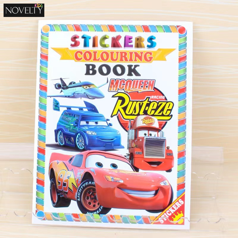 Cars Mcqueen Sticker & Coloring Book A4 Kindergarten Sticker Coloring ...