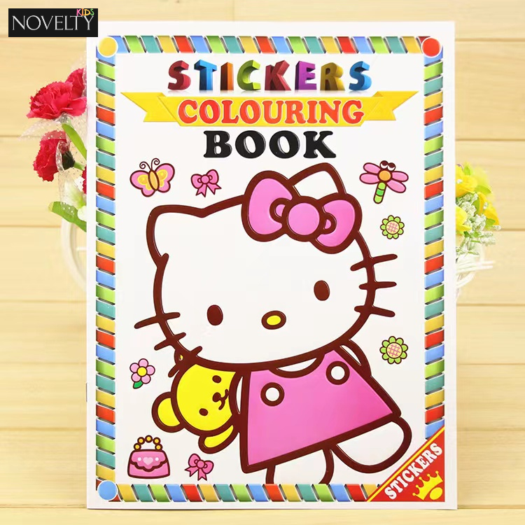 Hello Kitty Sticker & Coloring Book A4 Book Coloring Book Adhesive ...