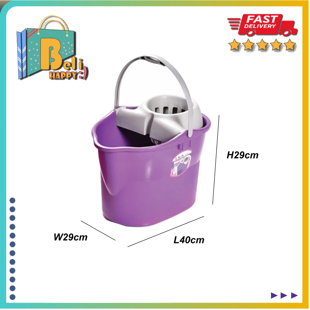[Lava] 17Litre Plastic Bucket with Grip Handle/ Mop Bucket With Wheels ...