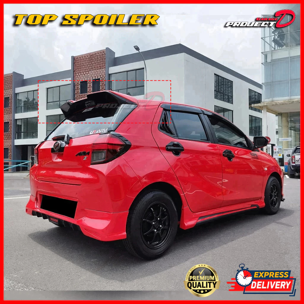 With Box Perodua New Axia 2023 **ACE** Fiber Top Spoiler With Double ...