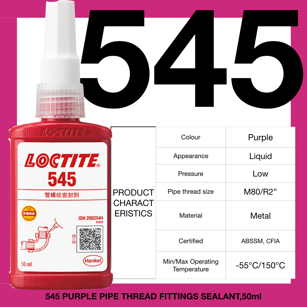 QR SCAN 50ML Loctite 545 Pipe Sealant Low Strength Methacrylate Thread ...