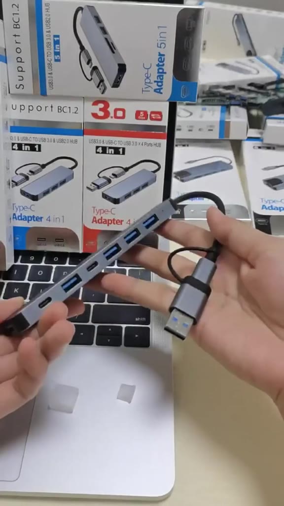 POPCORN 8 in 2 USB +Type C HUB Docking Station with 3.5mm Audio Jack ...