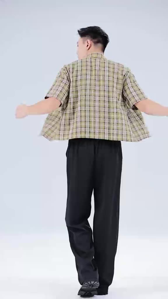 HUILISHI X MANNERED Boxy Shirt for Men Cropped Polo Box Fit Plaid ...