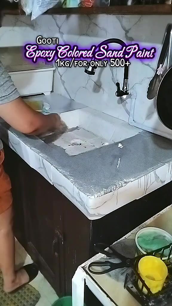 50-Year Durable GOOTI Epoxy Colored Sand Self-Leveling Cement Floor Paint Imitating Marble ...