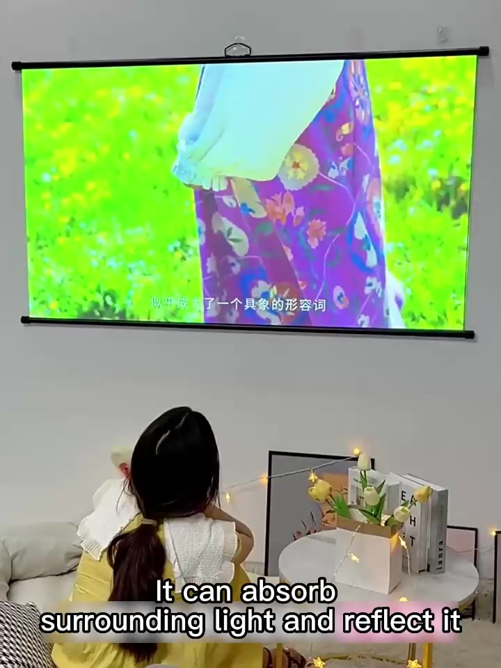 anti-light projector screen pull down roll up white screen for ...