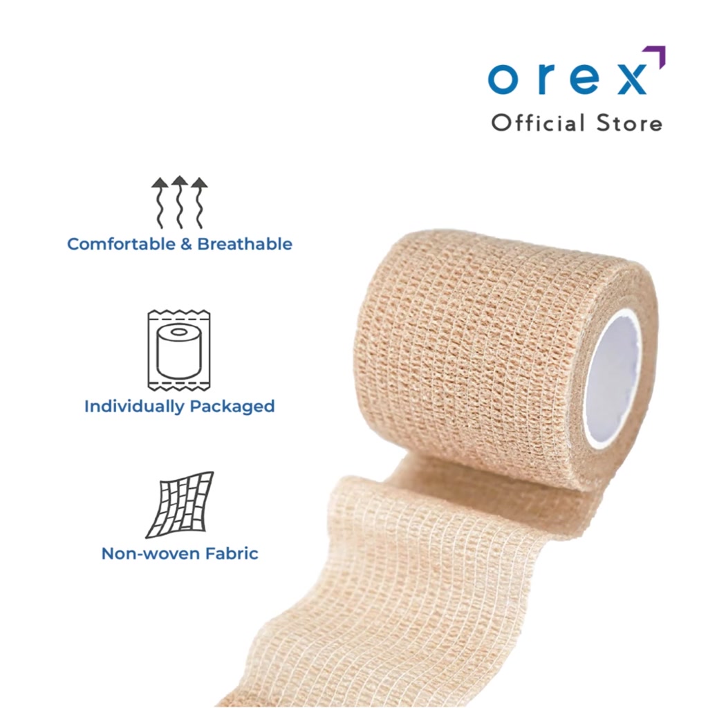 OREX Self Adhesive (Cohesive) Elastic Bandage 1x5/2x5/3x5 - 1 roll ...