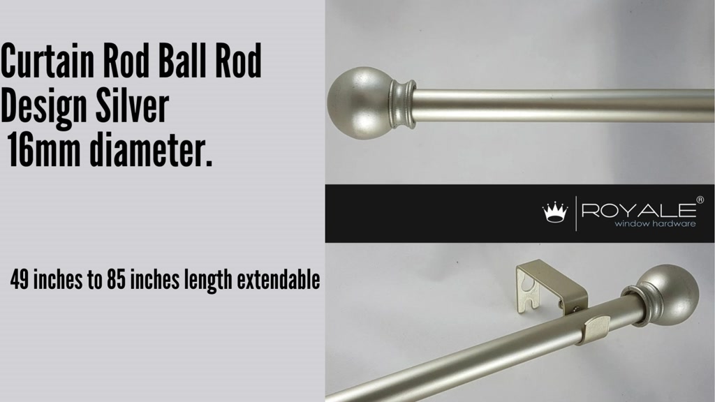 Royale Curtain Ball Rod Silver 16mm 49"-85"ext. | Shopee Philippines