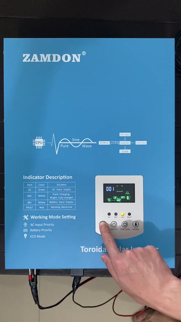 Zamdon 3KW 24V Toroidal Hybrid Off-grid Solar Inverter with 60A MPPT ...
