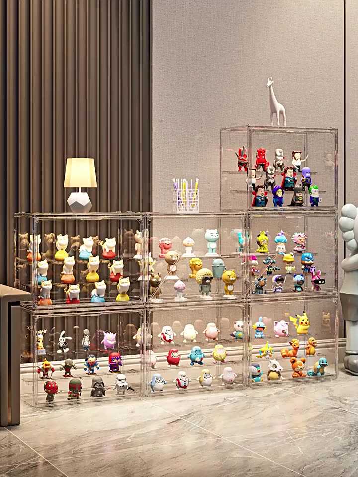 Acrylic Display Case Boxes Popmart Transparent Toy Magnetic Dustproof ...