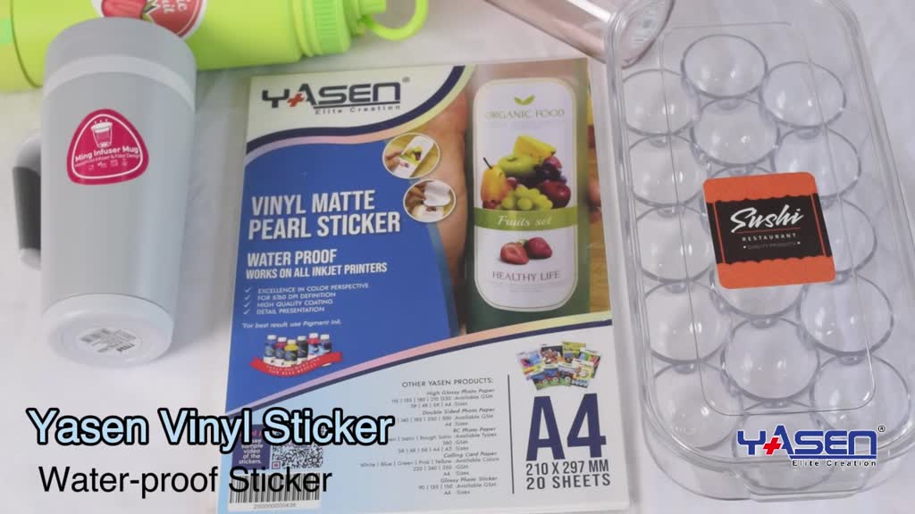 Yasen Transparent Vinyl Sticker Paper Waterproof A4 Size (20 Sheets ...