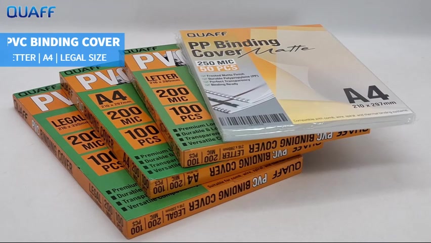 QUAFF Clear PVC Binding Cover Short / A4 / Long Size 200 Microns (100 sheets / pack) | Shopee ...
