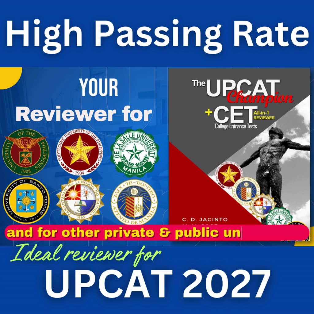 UPCAT, PUPCET, USTET, DCAT, ACET, PLMAT & CET Reviewer - The Ultimate ...
