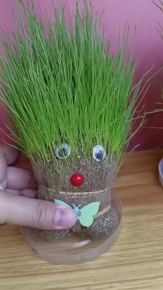 Children's Room Decoration Grow Grass Doll Toys Indoor Grass Head Doll ...