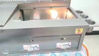 Stainless burger grill with fryer gas stove Burger Griddle 2 deep fryer ...