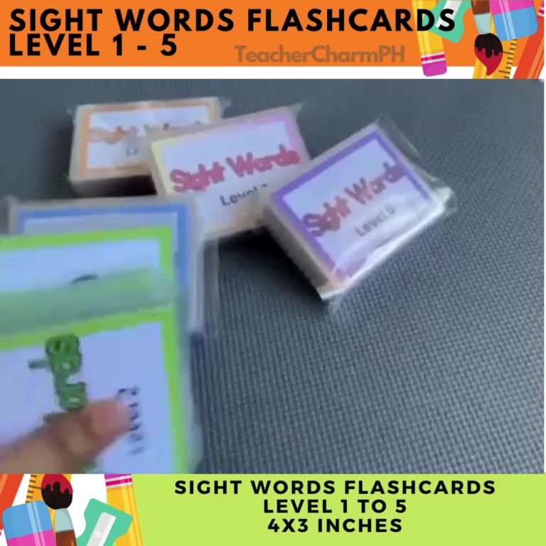 SIGHT WORDS FLASHCARDS Level 1 to 5 Laminated Educational Flashcard ...