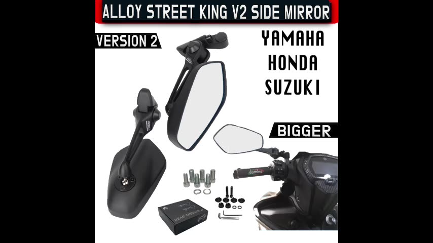 Street King V2&V1 Rearview Mirror Full Heavy Duty Alloy Side Mirror ...