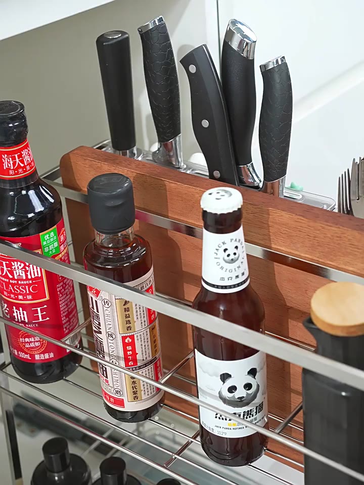 JOTO Kitchen Pull Out Rack Pull Out Condiment Organizer Basket Kitchen ...