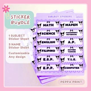 Cinnamoroll Name Tag Bag Tag and Subject Sticker bundle customized ...
