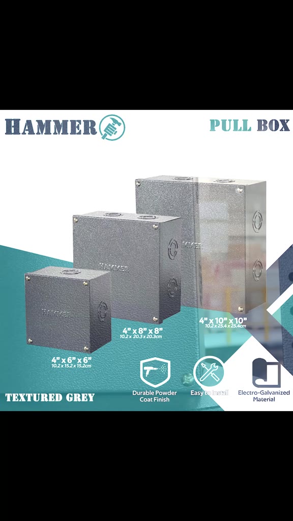 HAMMER NEMA1 Pull box METAL BOX with Knockouts 4x6x6 or 4x8x8 or ...