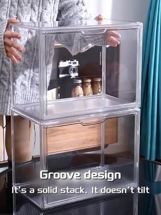 UUOO Stackable Acrylic Bag Organizer Case & Display Box Side Drop ...