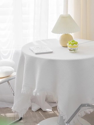 Cafe Waffle Tablecloth Fringe French Furniture Cover Garden Table Cloth ...