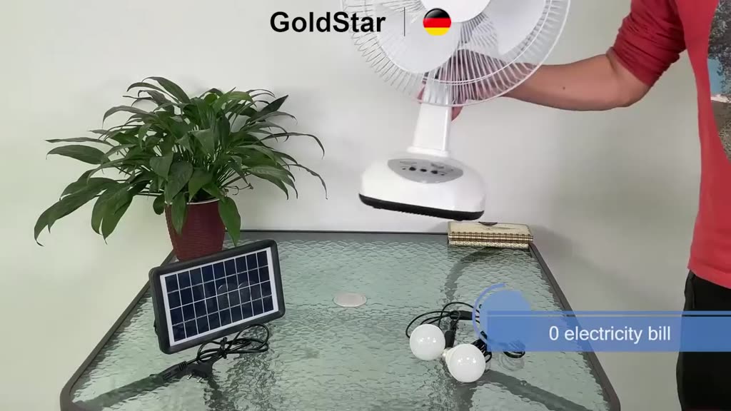 Gold Star Solar Electric Fan Solar Rechargeable Solar Table Fan Solar ...