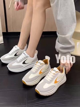 【YOTO】Women Lace-up Rubber Shoes Made with Leather Casual Low-cut ...